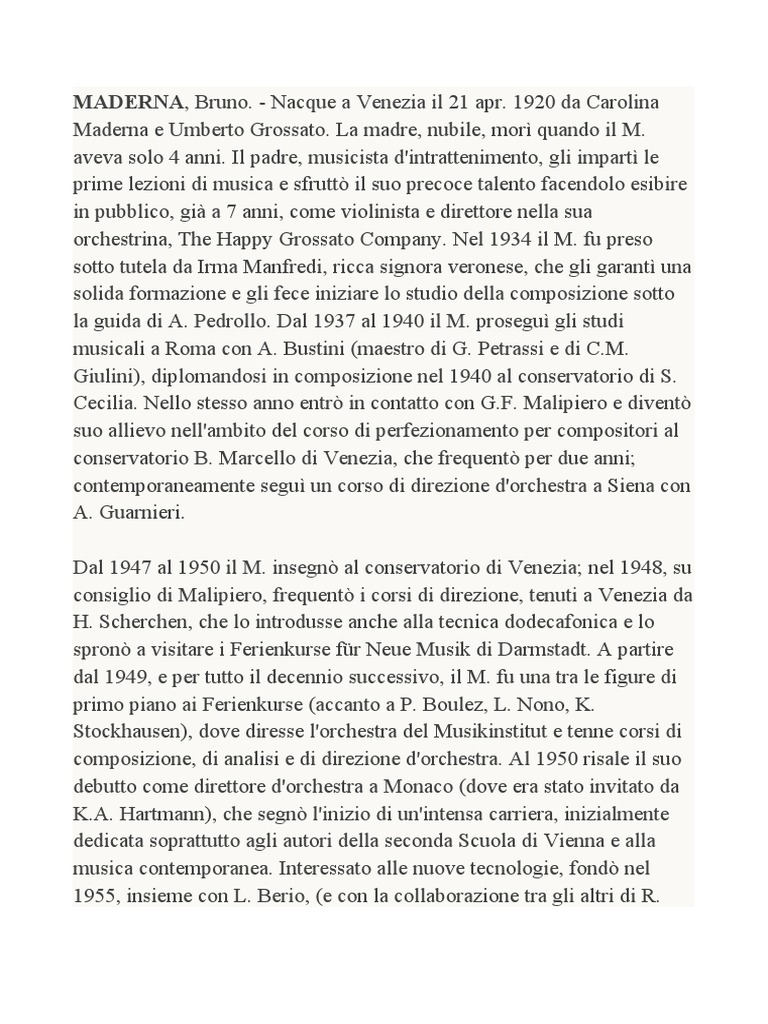 Bruno Maderna Da Leggere | PDF