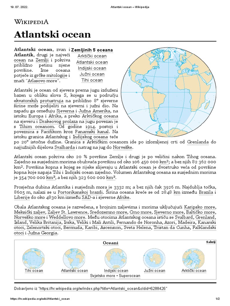 Atlantski Ocean - Wikipedija | PDF