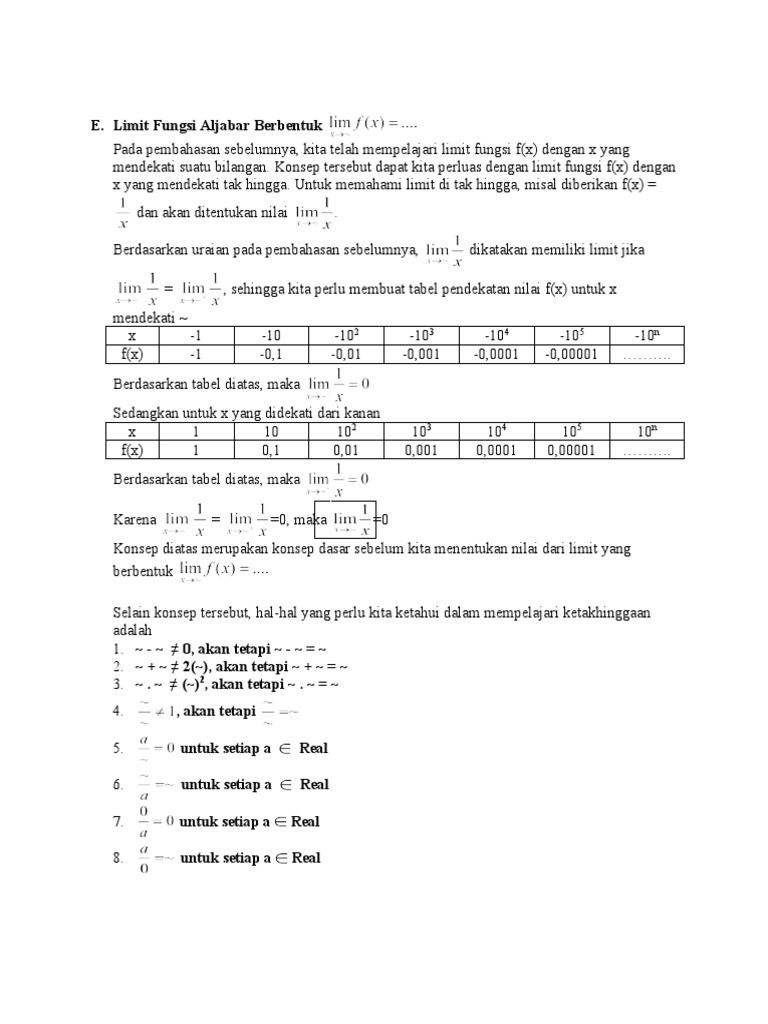 Materi Limit Tak Hingga | PDF | Metode & Bahan Ajar