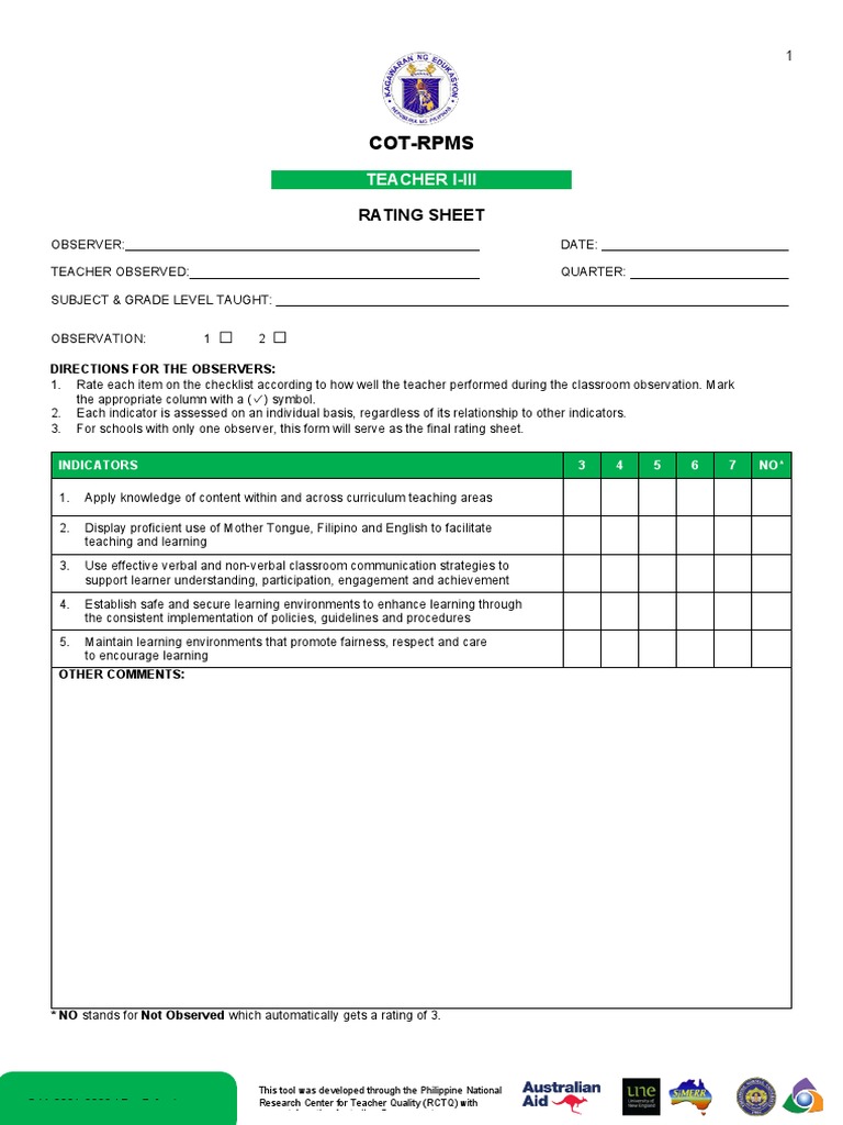 Evaluating Teacher Performance: A Rating Sheet for Observing Classroom ...