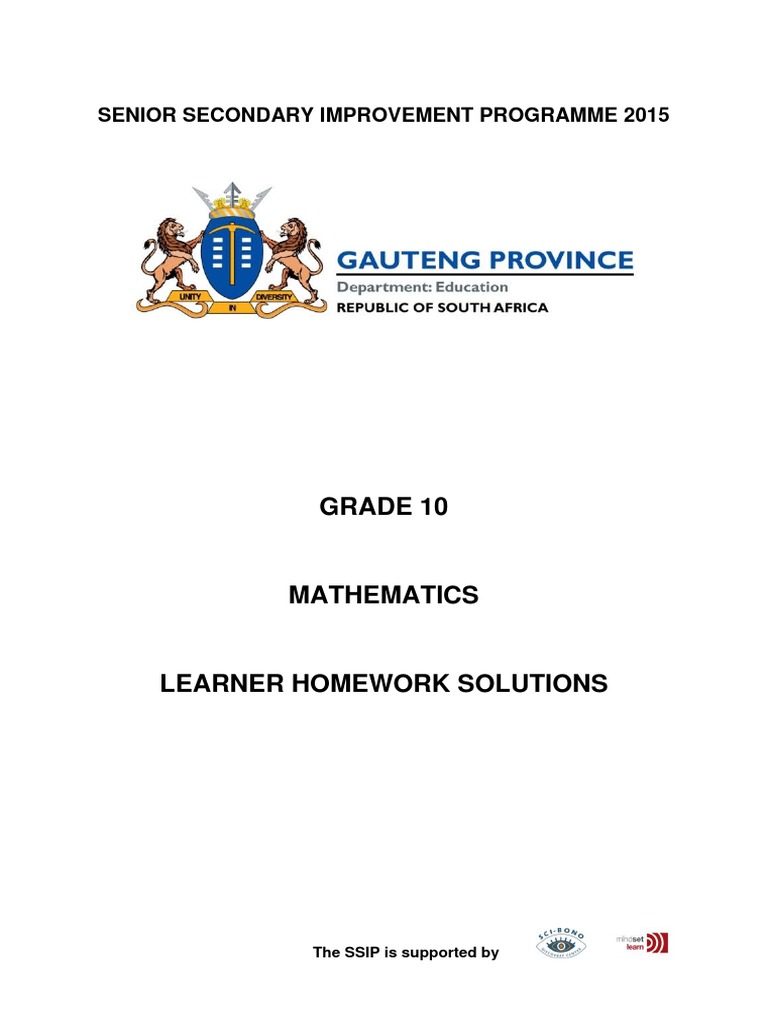 Maths GR 10 SSIP Sessions 1-4 LHS (2013) Book 1rev. | PDF | Mathematics ...