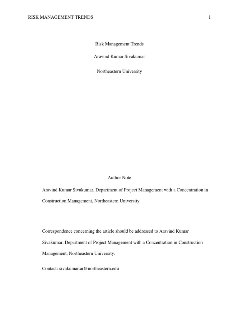 Risk Management Trends | PDF | Risk Management | Risk