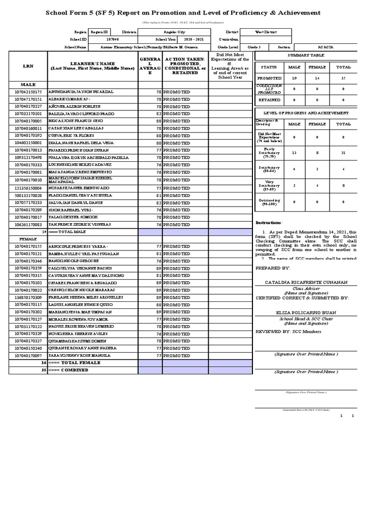 Sf5 2020 Grade 3 Acacia | PDF