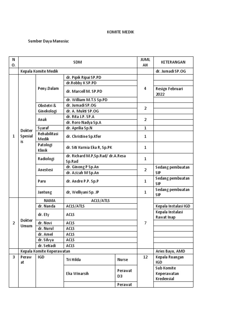 KOMITE MEDIK-laporan | PDF