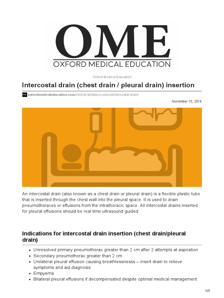 Intercostal Drain Chest Drain Pleural Drain Insertion | PDF | Surgical ...