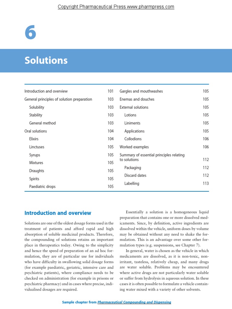 Pharmaceutical Compounding and Dispensing Sample | PDF | Solubility ...