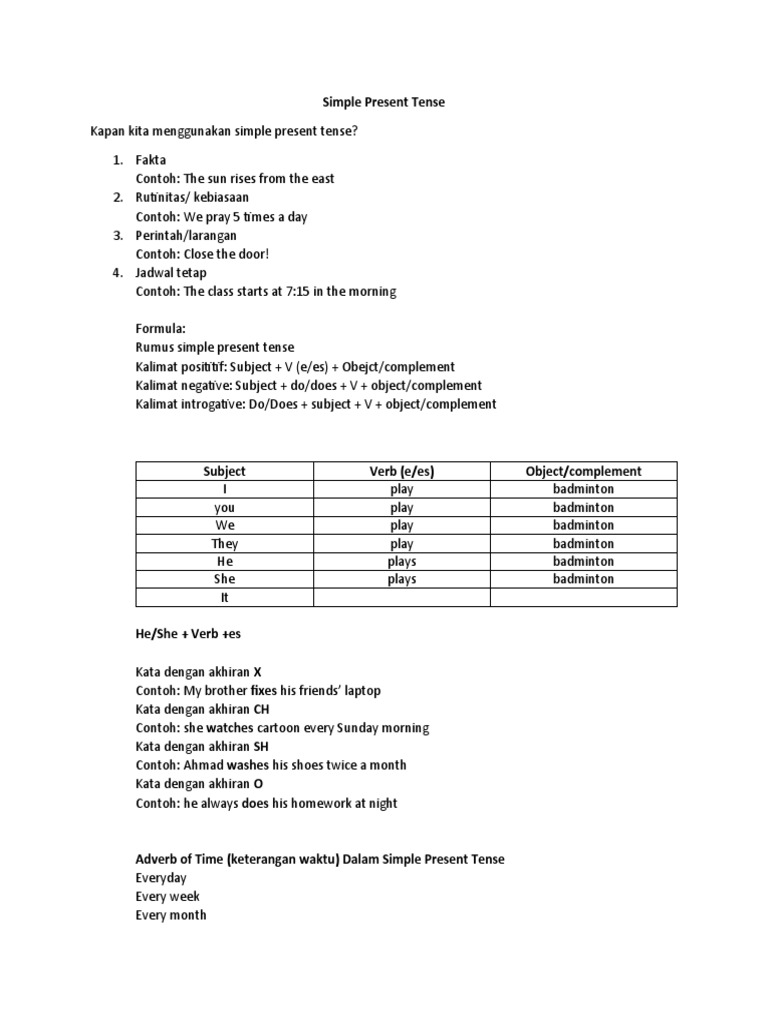 Materi Simple Present Tense | PDF | Verb | Linguistics