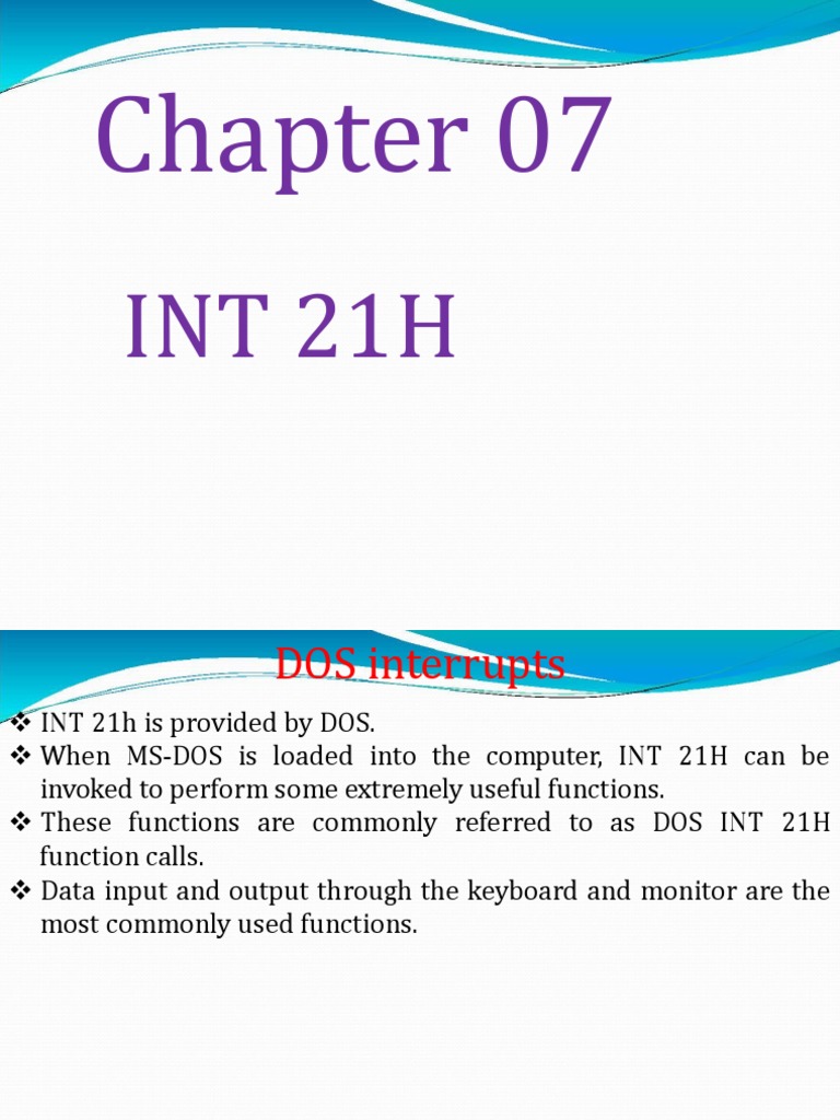 DOS Interrupts Chapter: Functions for Input and Output | PDF | Parameter (Computer Programming ...