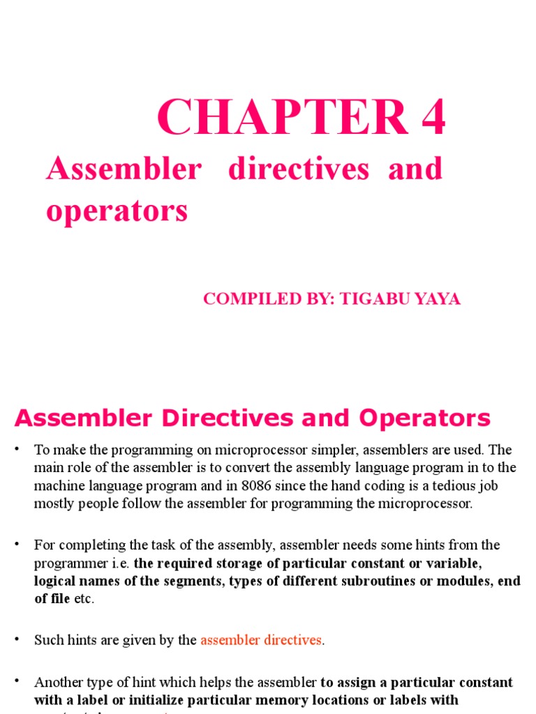 Assembler Directives and Operators Guide | PDF | Assembly Language | Computer Program