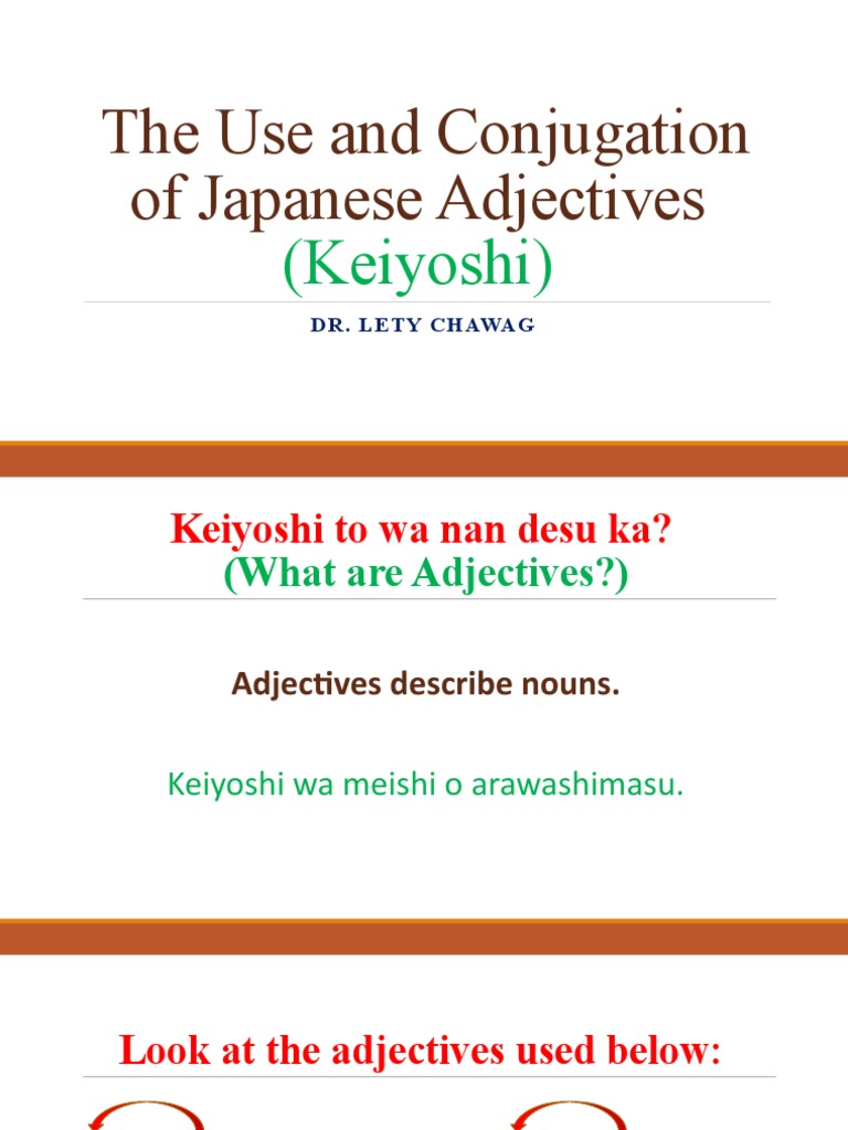 Module 8 - Conjugation and Use of Japanese Adjectives | PDF | Japanese ...