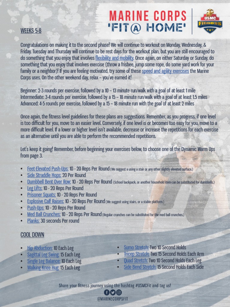 USMC Fit at Home Workout Plan (5 5) | PDF | Management Of Obesity ...