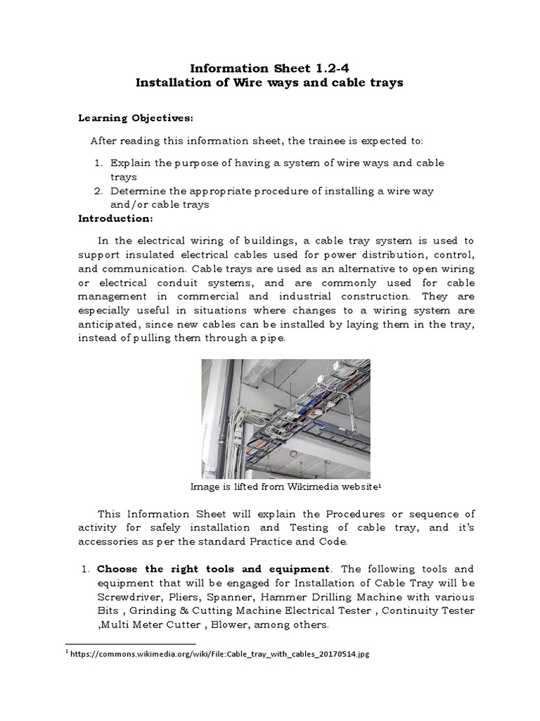 Cable Tray and Wireway Installation Guide | PDF | Electrical Wiring ...