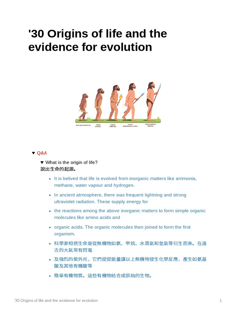 BioA4_30_Origins_of_life_and_the_evidence_for_evolution | PDF ...