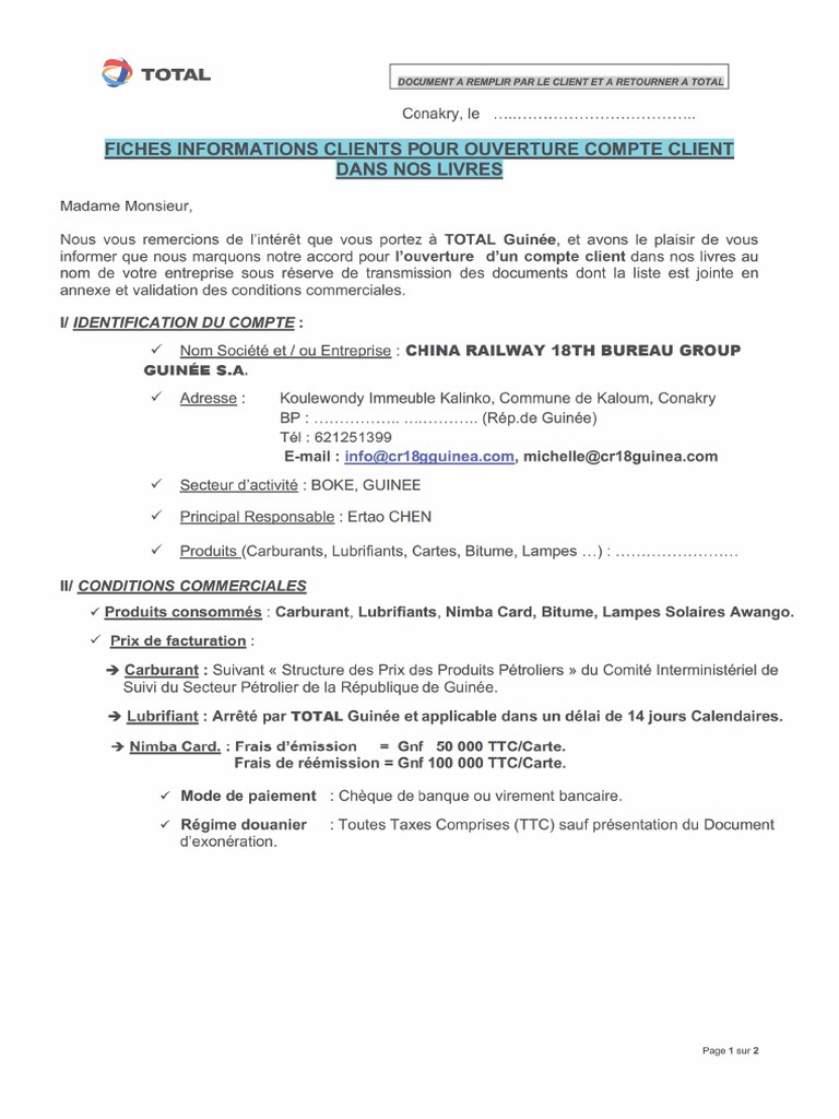Fiche Infos Clients Pour Ouverture Compte VF - SIGNED | PDF