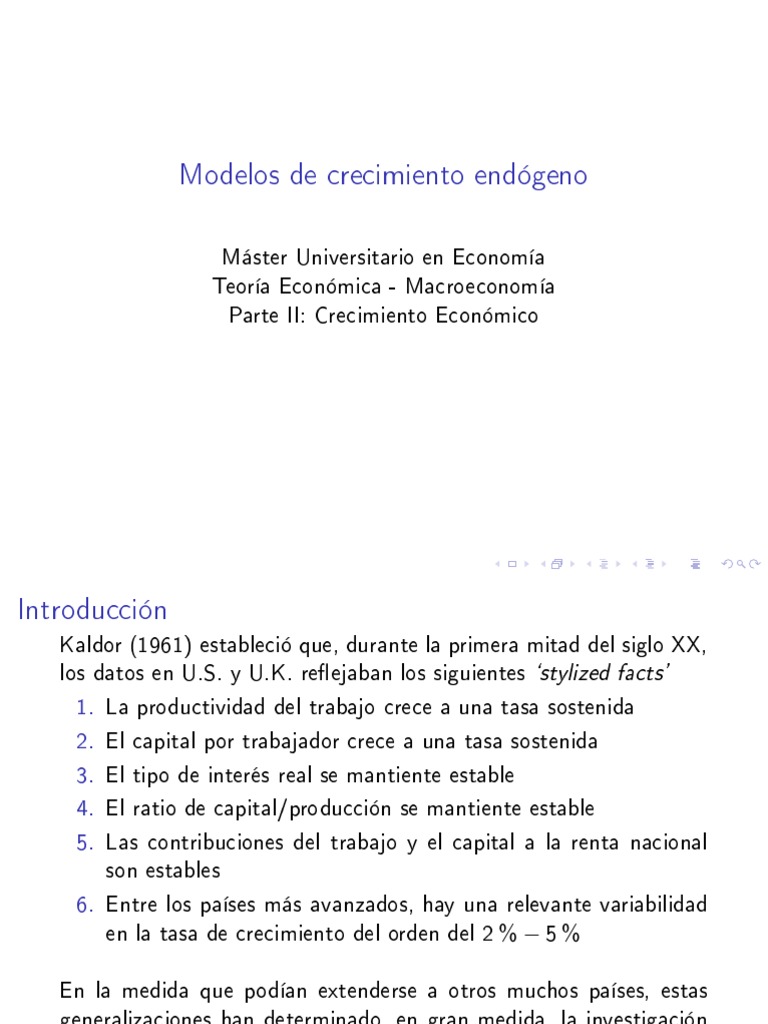 Modelos de Crecimiento Endógeno | PDF | Crecimiento económico | Capital ...