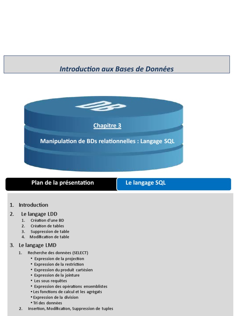 Chapitre 3-BD-Langage SQL | PDF | SQL | Informatique