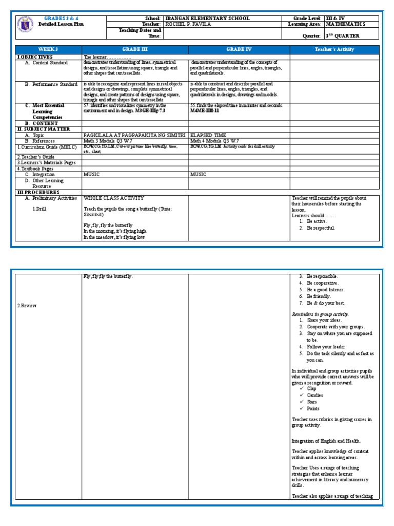Week 3 Grade Iii Grade Iv Teacher's Activity: Grades 3 & 4 | PDF ...