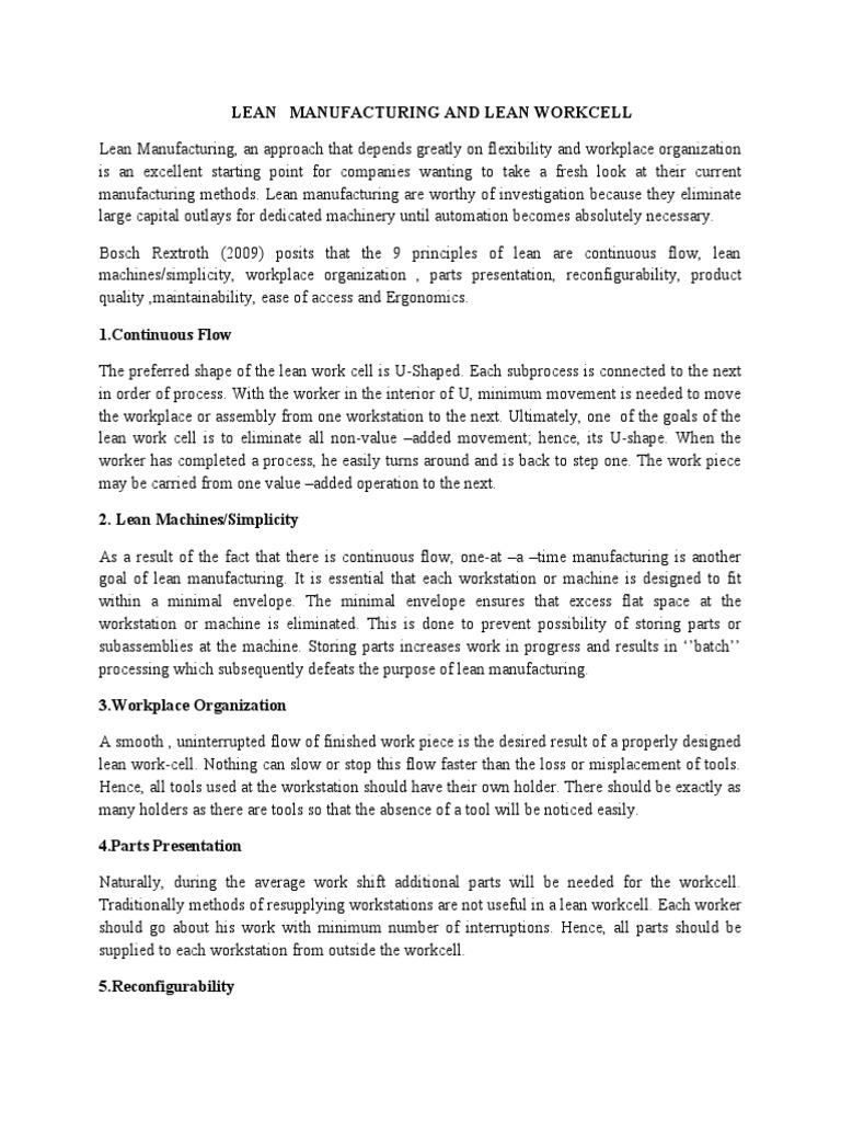 Lean and Lean Work Cell | PDF | Lean Manufacturing | Human Factors And ...