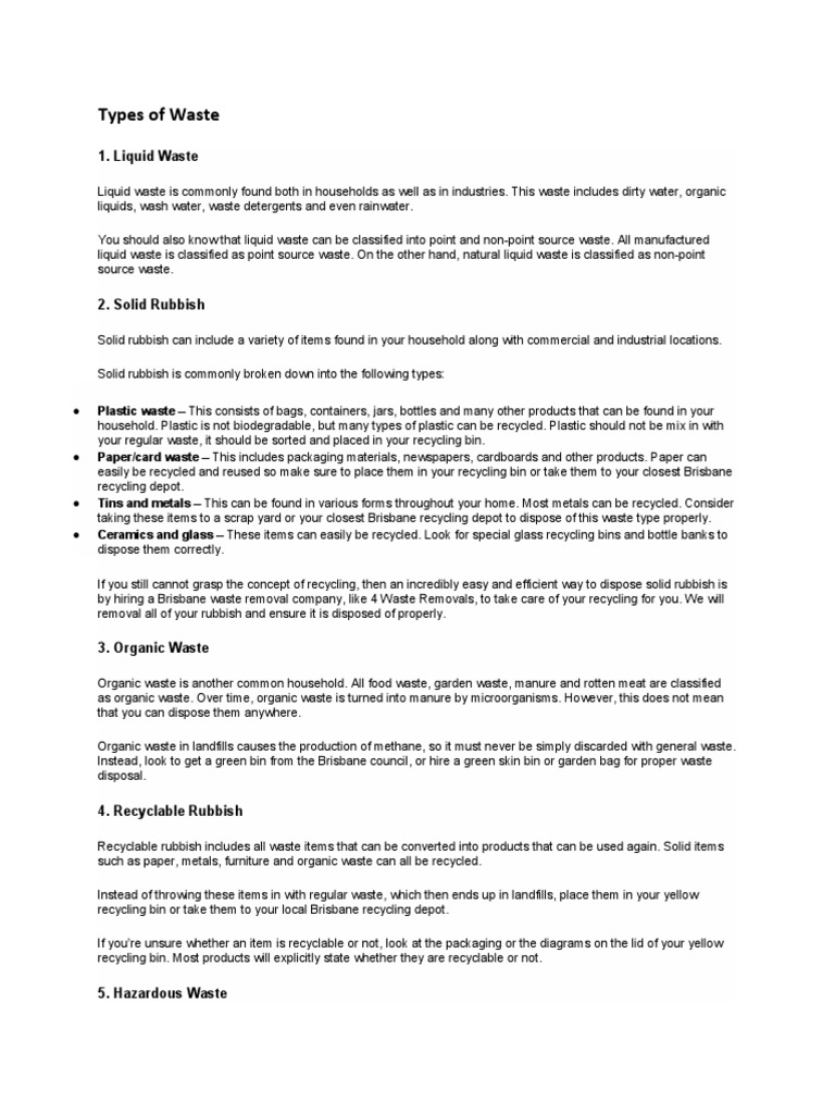 Types of Waste | Download Free PDF | Recycling | Waste