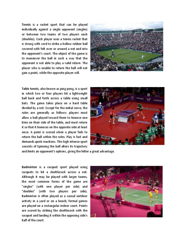 Tennis Is A Racket Sport That Can Be Played Individually Against A ...