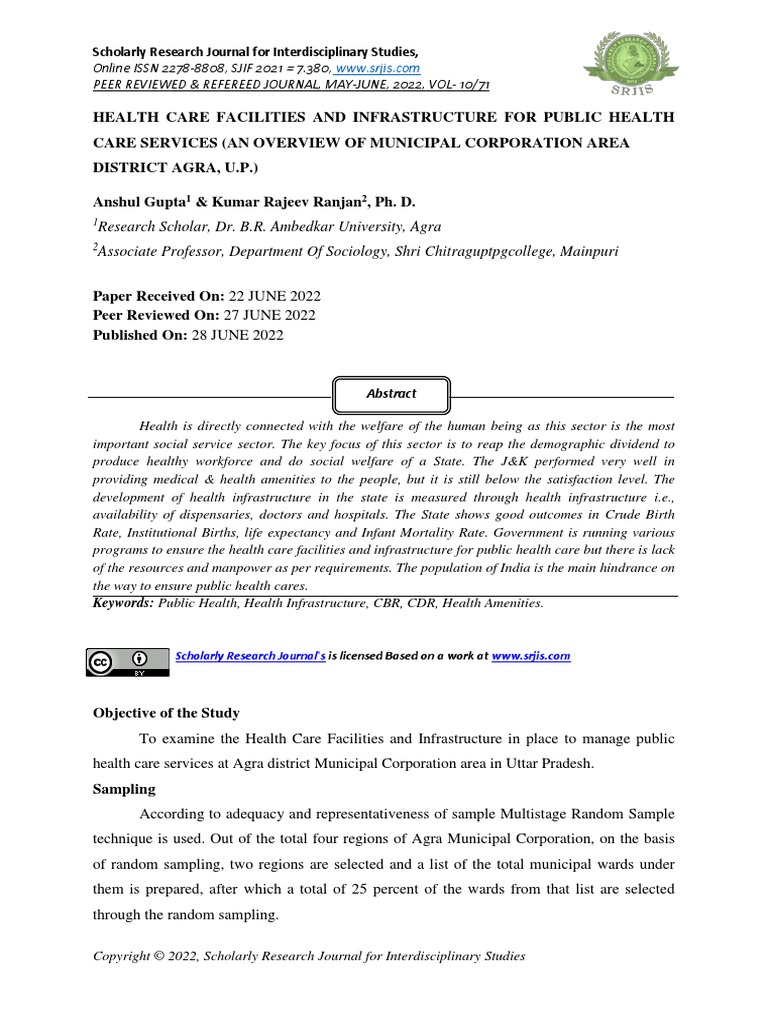 Health Care Facilities and Infrastructure For Public Health Care ...