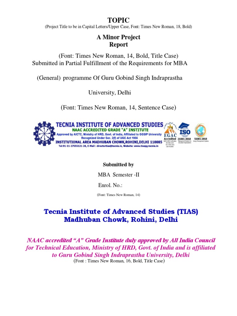 MBA Minor Project Report Guidelines | PDF