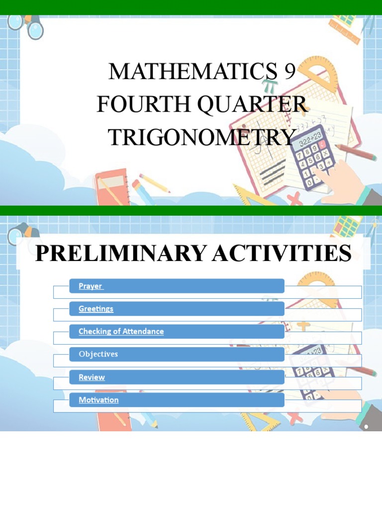 Math 9 Quarter 4 | PDF | Trigonometry | Trigonometric Functions
