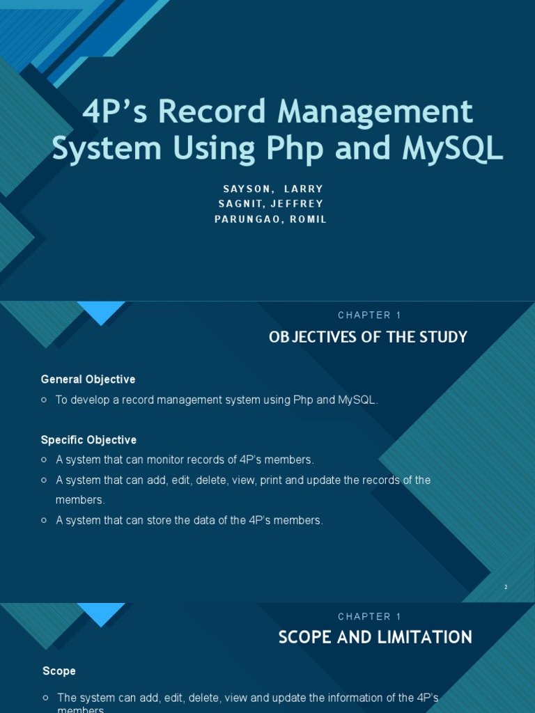 4Ps Record Management System Using PHP and MySQL | PDF | Databases | My Sql