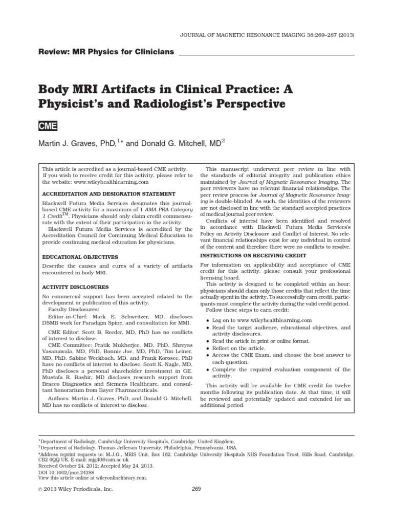 Body MRI Artifacts | PDF | Magnetic Resonance Imaging | Medical Imaging