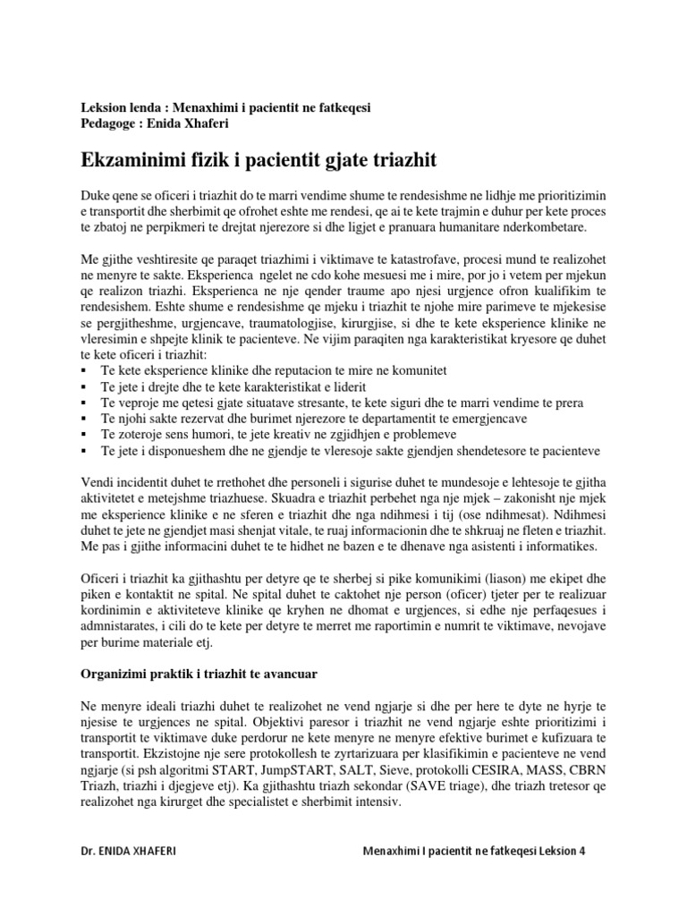 Leksion NR 4. Ekzaminimi Fizik I Pacientit | PDF