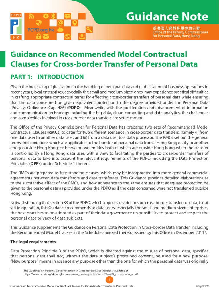 Guidance Model Contractual Clauses | PDF | Breach Of Contract | Privacy