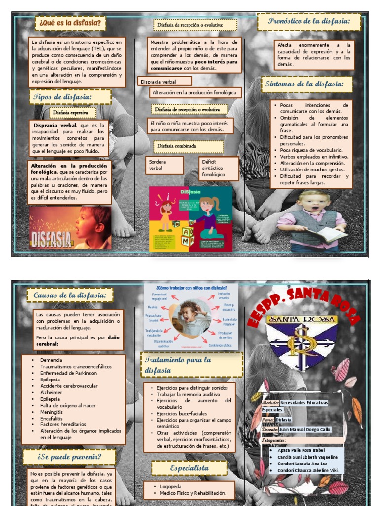Triptico de Disfasia | PDF | Afasia | Aquisición de idioma