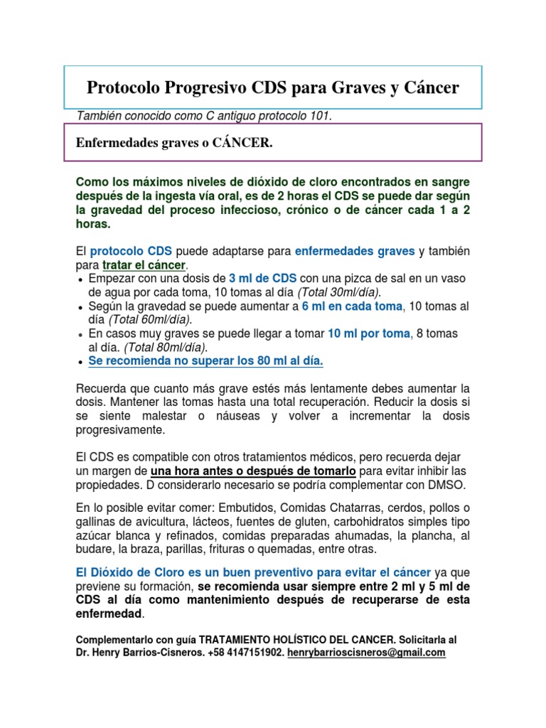 Protocolo CDS CANCER COMPLEMENTADO (1) - 220705 - 135505 | PDF | Cáncer | Litro
