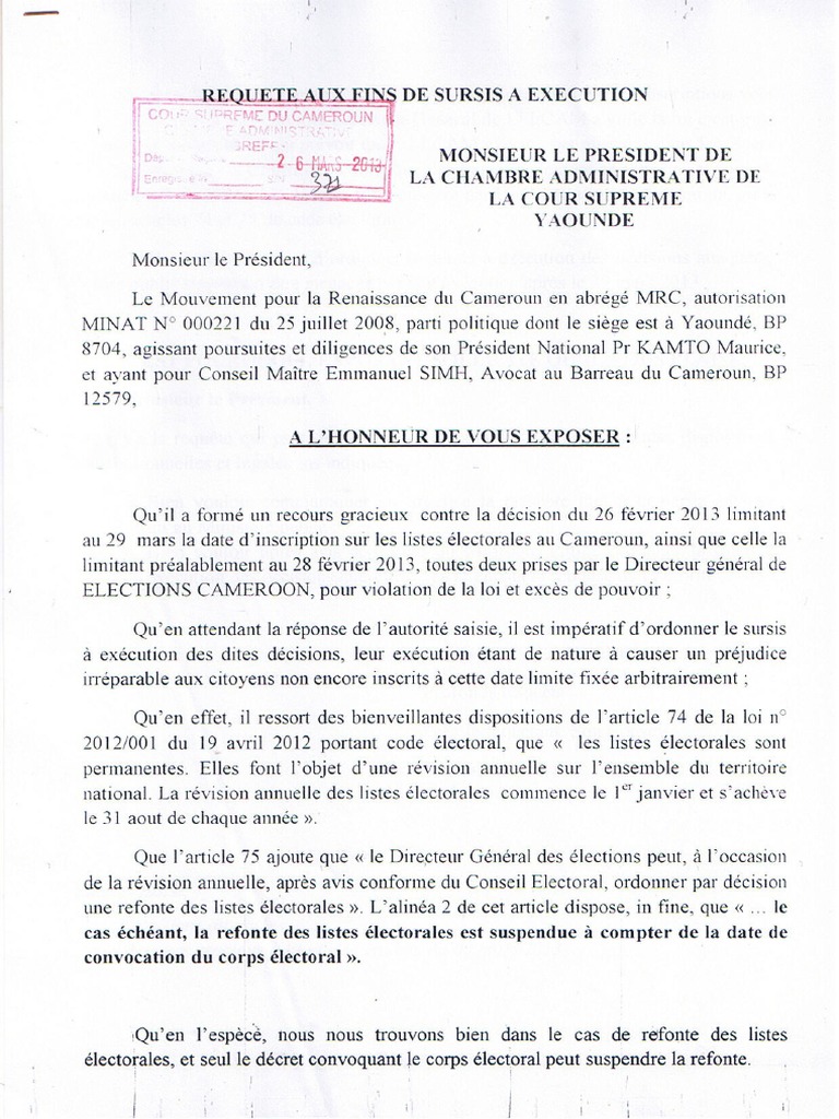 Requete Aux Fins Sursis A Execution | PDF