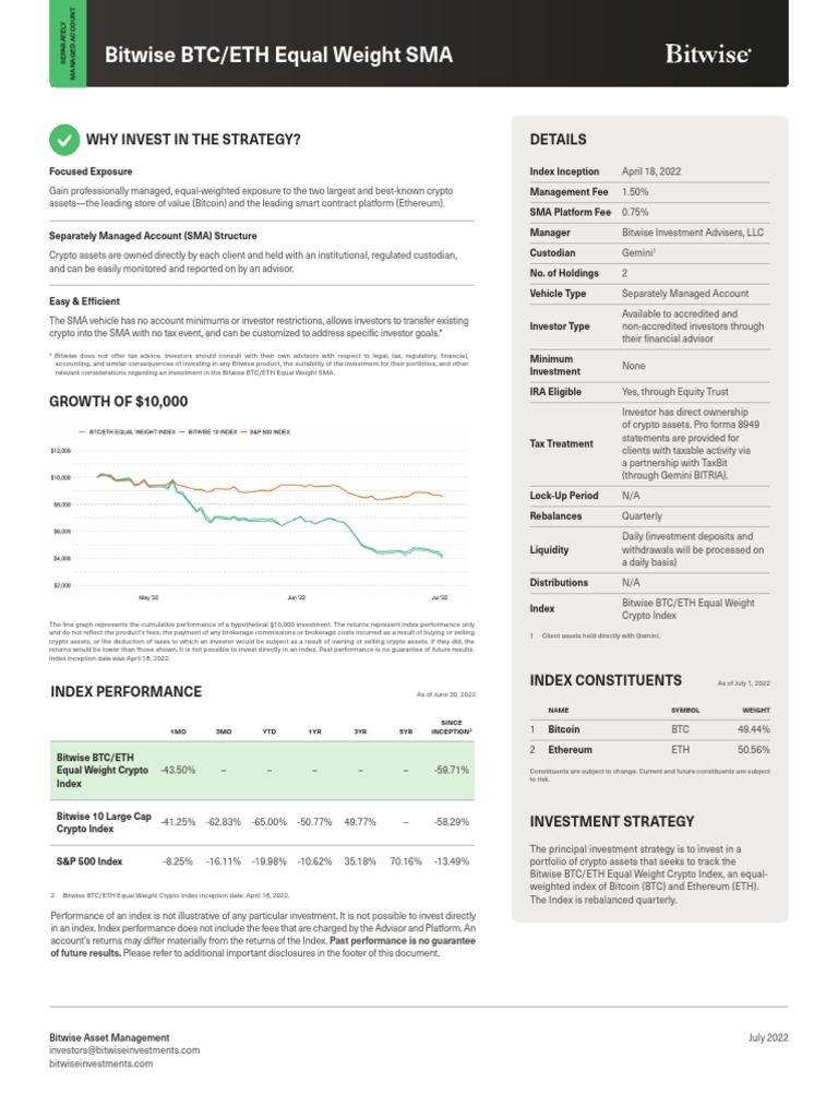 Bitwise-BTC-ETH-Equal-Weight-SMA-Fact-Sheet | PDF | Investing | Stock ...