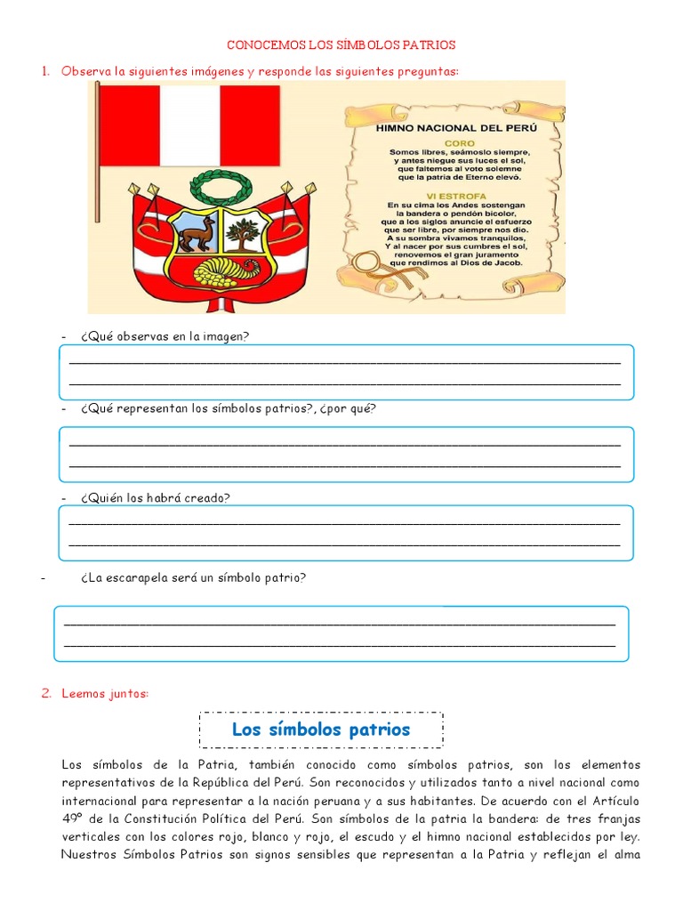 CONOCEMOS LOS SÍMBOLOS PATRIOS | PDF | Símbolos nacionales | Los símbolos
