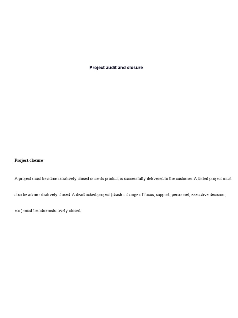 Project Closure and Audit | PDF | Performance Appraisal | Evaluation