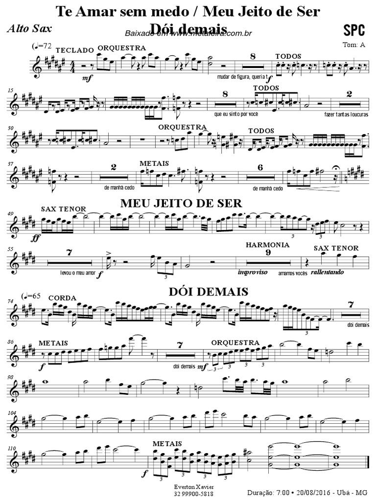 Só Pra Contrariar-Te Amar Sem Medo - Meu Jeito de Ser - Dói Demais-Sax ...