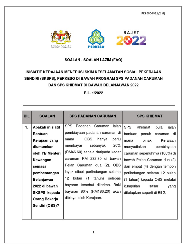 FAQ SPS Padanan Caruman Dan SPS Khidmat | PDF