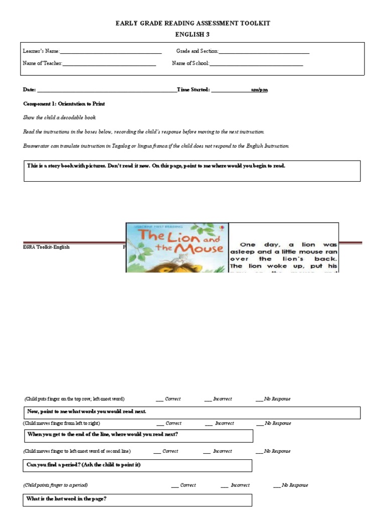 EGRA toolkit-ENGLISH 3 | PDF | Linguistics | Human Communication