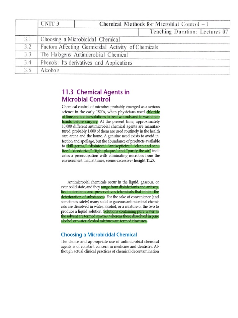 Unit 3 Chemical Method For Microbial Control-1 | PDF | Disinfectant ...