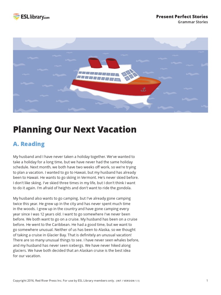 Planning Our Next Vacation: A. Reading | PDF | Linguistics