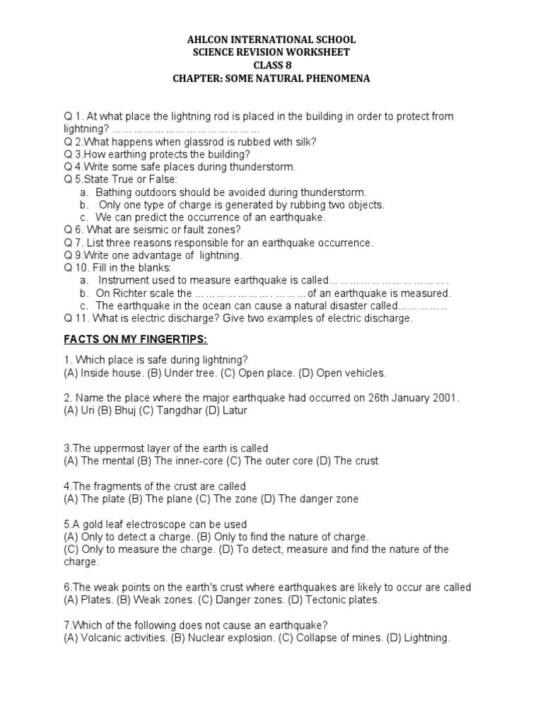 Ahlcon International School Science Revision Worksheet Class 8 Chapter ... Ahlcon International School Science Revision Worksheet Class 8 Chapter ...