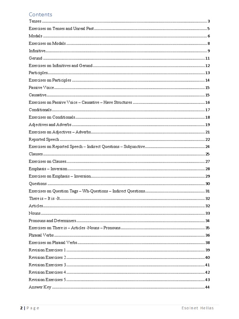 C2 Grammar Syllabus and Exercises For The LRN (Revised) | PDF ...