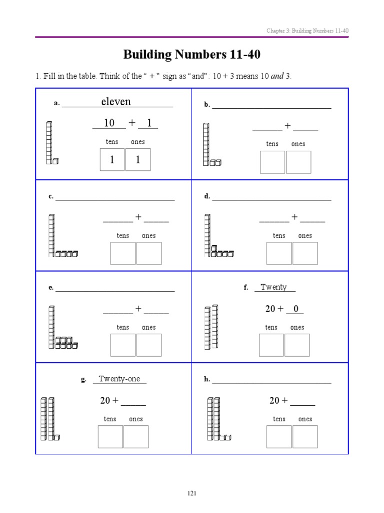 Building Numbers 11-40: Eleven 10 + 1 1 1 | PDF
