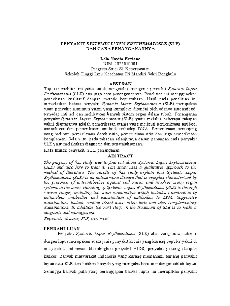 Jurnal Penyakit Sle | PDF | Pengembangan Diri | Sains & Matematika