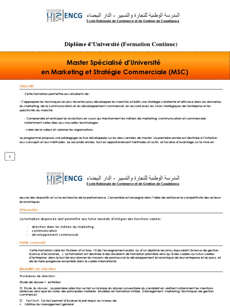 Encg | PDF | Commercialisation | Master (diplôme ou grade universitaire)