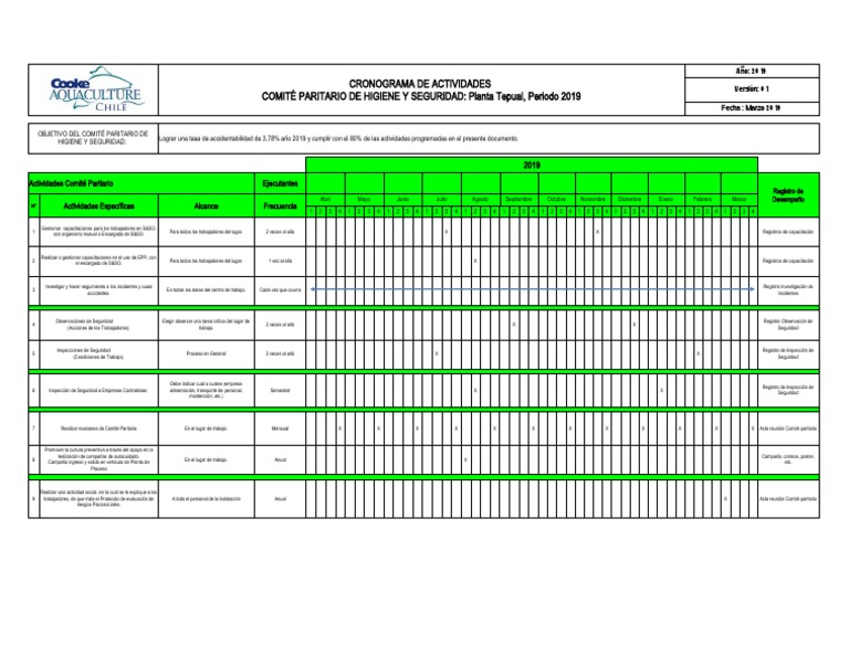 Cronograma de Actividades Comite Paritario 2019 | PDF Cronograma de Actividades Comite Paritario 2019 | PDF