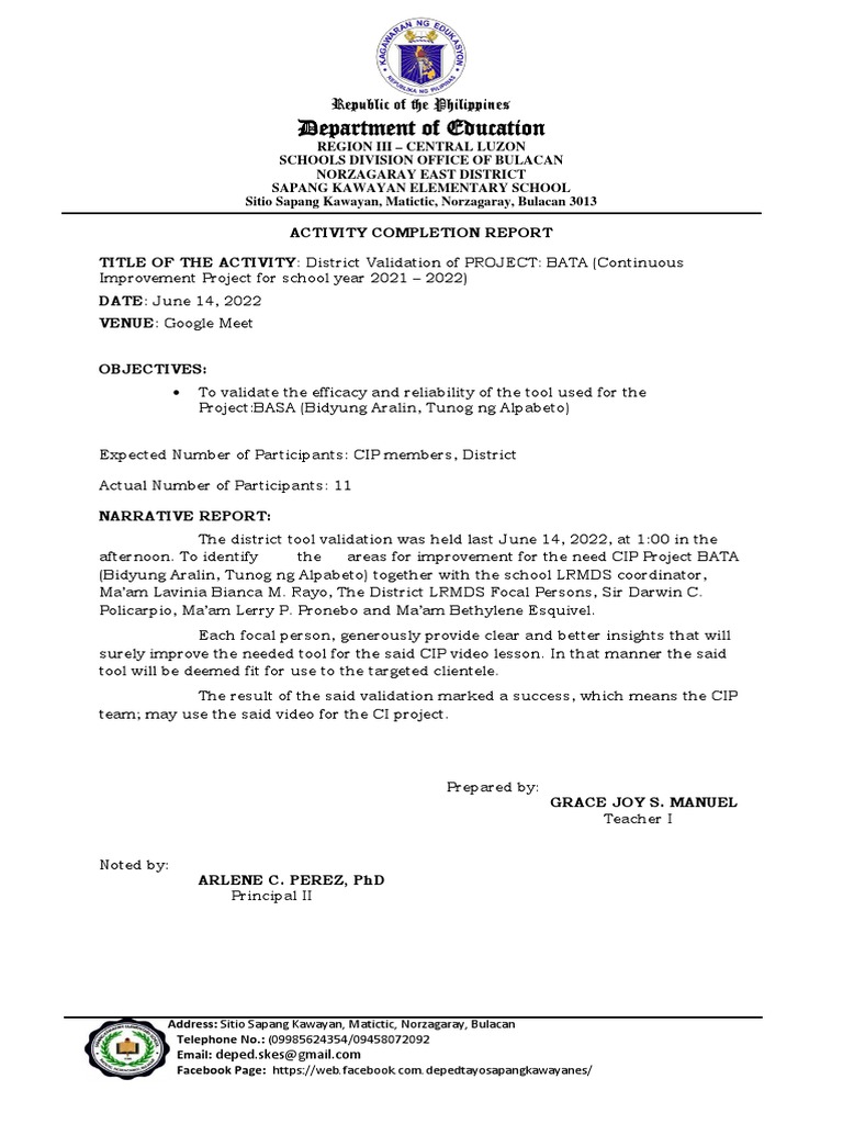 Activity-Completion-Report-CIP TOOL VALIDATION | PDF | World Wide Web ...