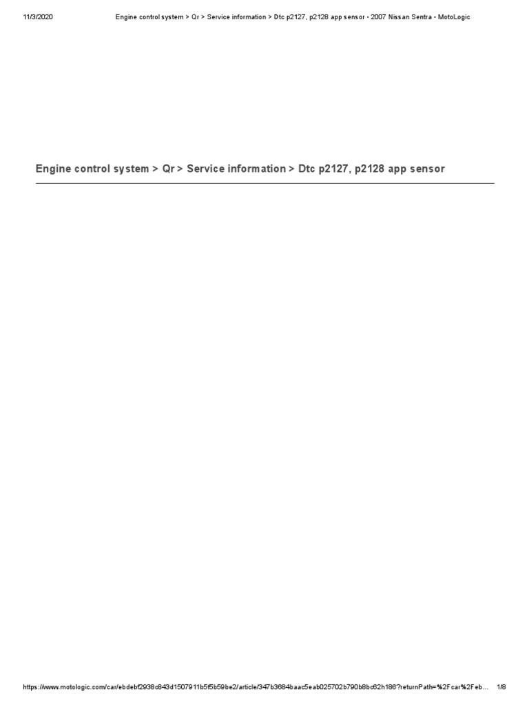 Engine Control System QR Service Information DTC p2127, p2128 App ...